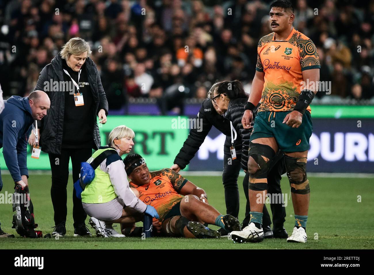 Melbourne, Australia, 29 July, 2023. Allan Alaalatoa of the Wallabies ...