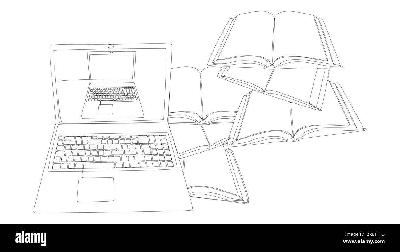 Laptop at school Stock Vector Images - Alamy