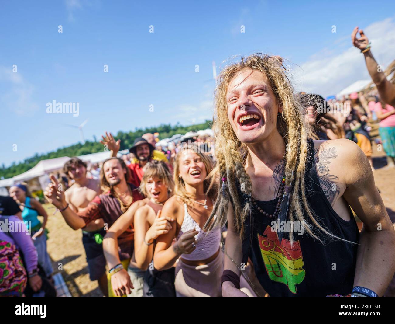 Breitenbach, Germany. 29th July, 2023. Visitors dance to reggae music ...