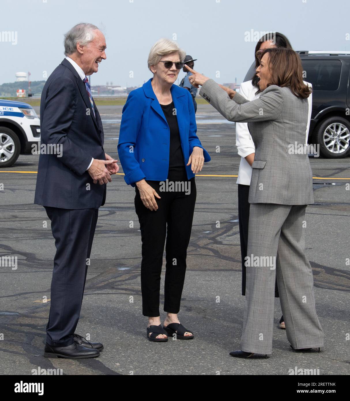 United States Vice President Kamala Harris arrives at Logan Airport in ...
