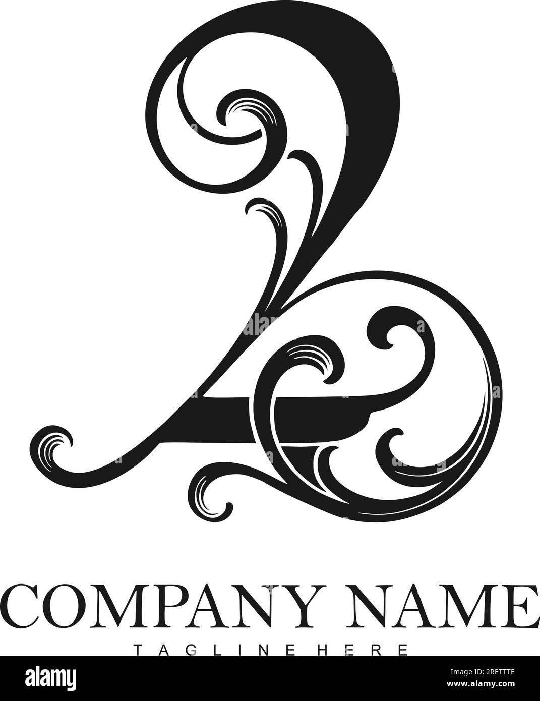 Luxury defined engraved number 2 monogram logo outline vector ...