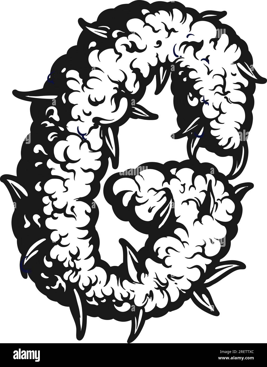 Organic G letter harmonizing cannabis smoke logo monochrome vector ...