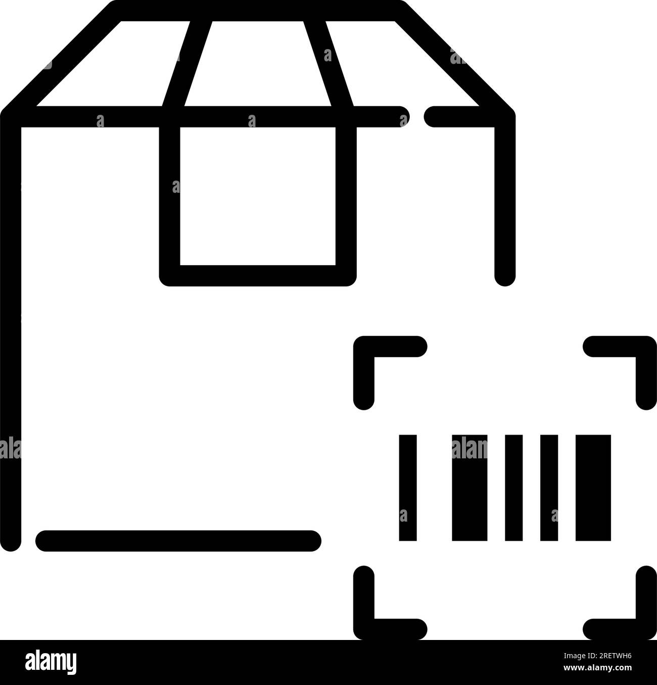 Delivery box with a barcode on it. Scan parcel to ship or track. Pixel ...