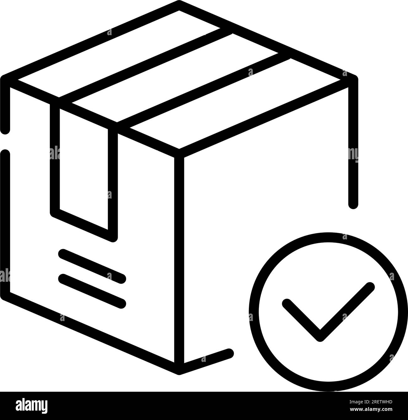 Delivery confirmed. Parcel and check mark. Pixel perfect, editable ...