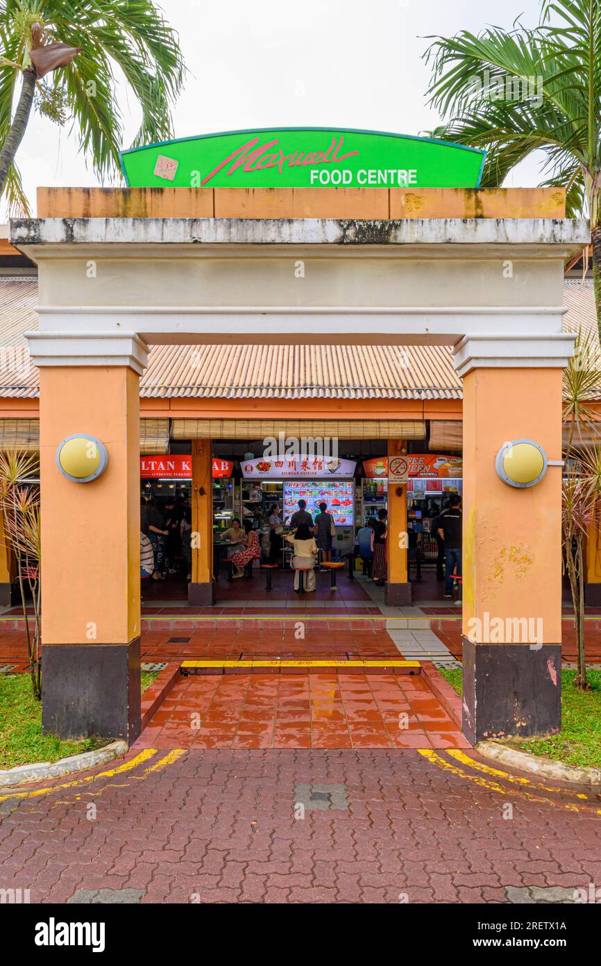 Maxwell Food Centre entrance, Chinatown, Singapore Stock Photo - Alamy