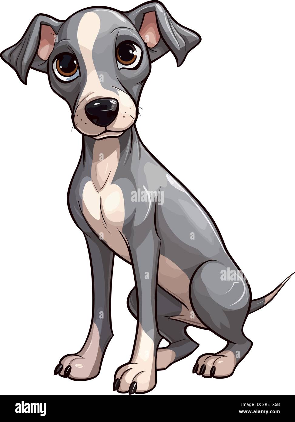 Simple dog vector illustration. Cute and friendly brown dog with black ...