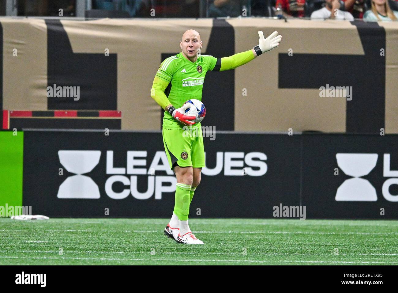 ATLANTA, GA – JULY 29: Atlanta goalkeeper Brad Guzan (1) reacts during ...