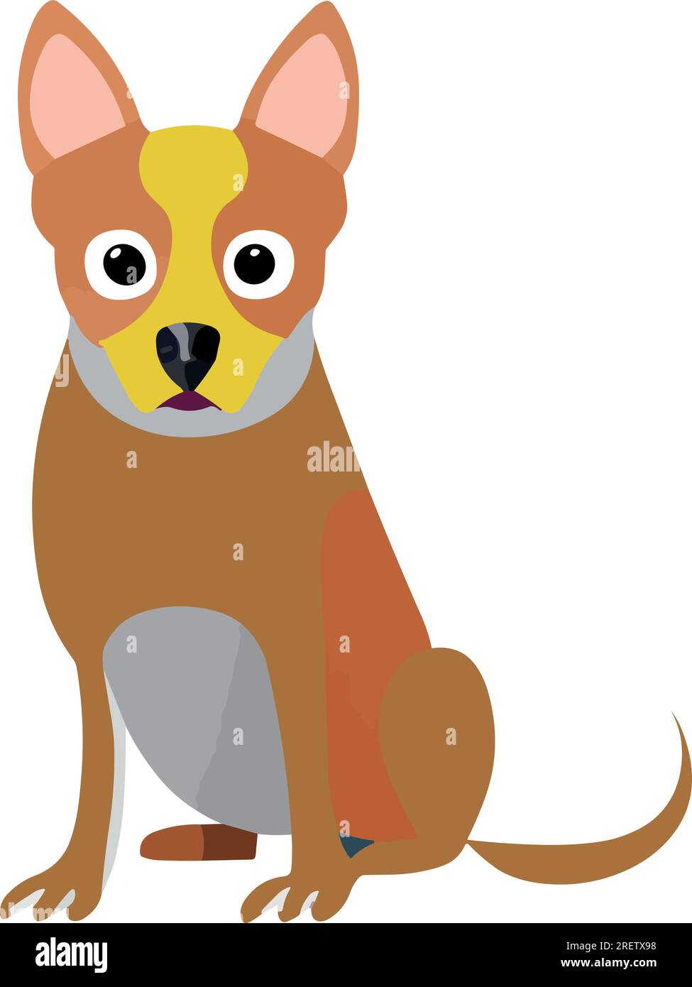 Simple dog vector illustration. Cute and friendly brown dog with black ...