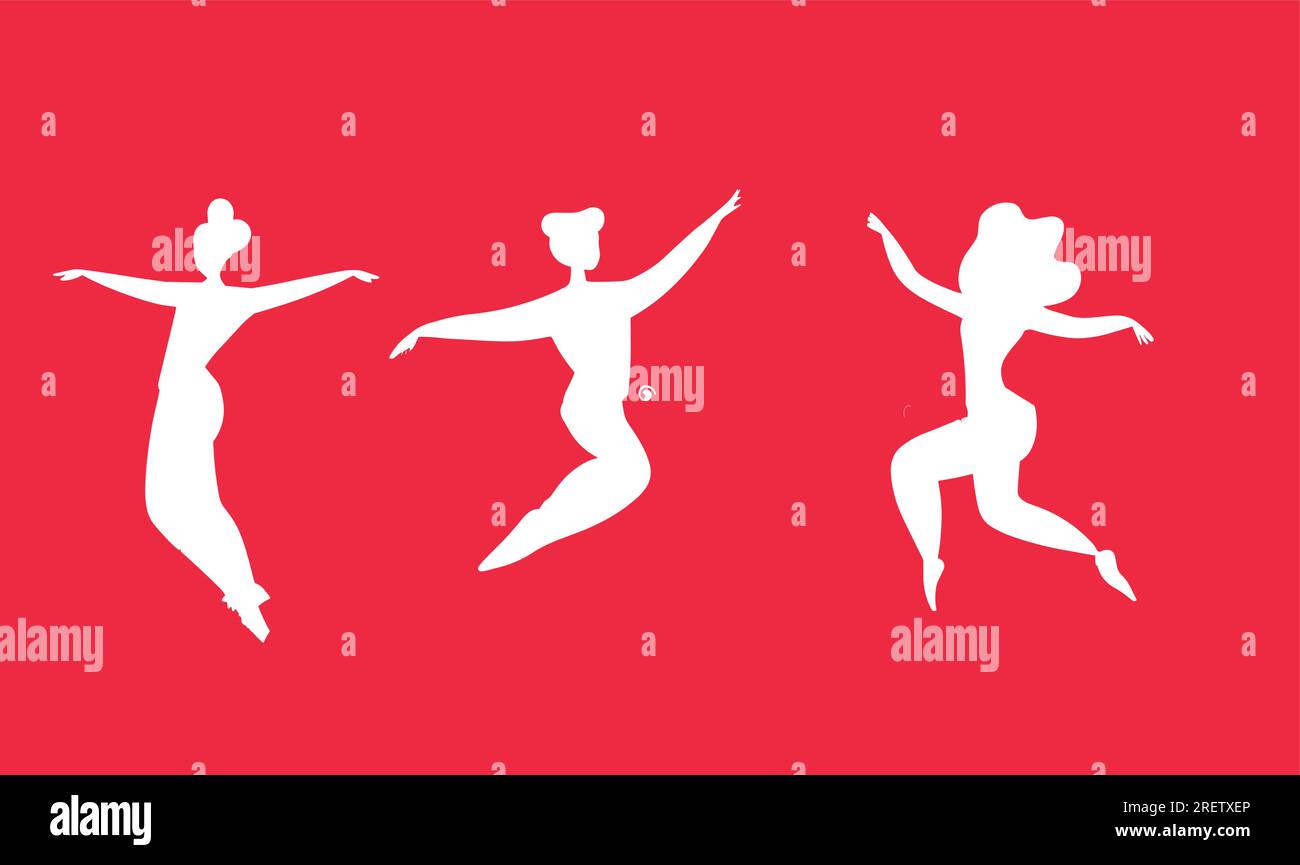 Dancing girls shape or Silhouette. young happy dancers shape isolated ...
