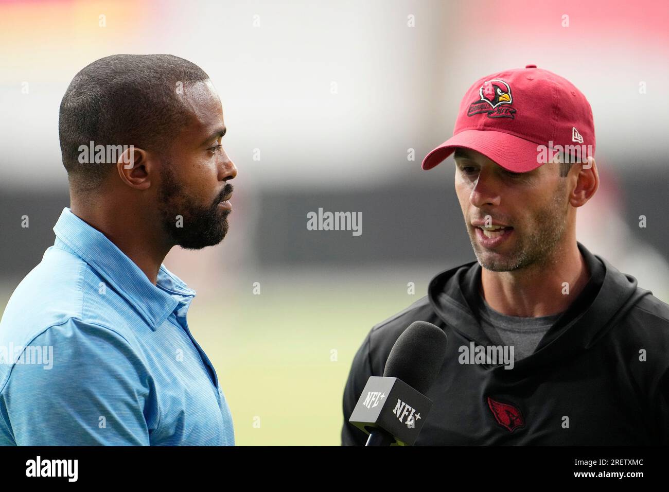 NFL Network host and analyst Patrick Claybon, left, speaks with Arizona ...