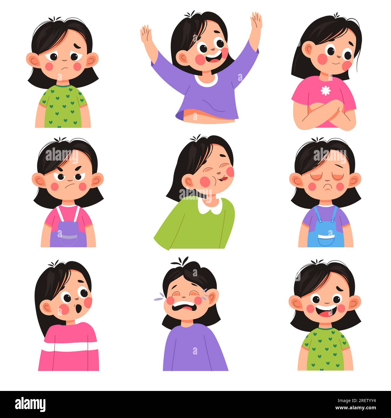 Emotional children with facial expression vector Stock Vector Image ...