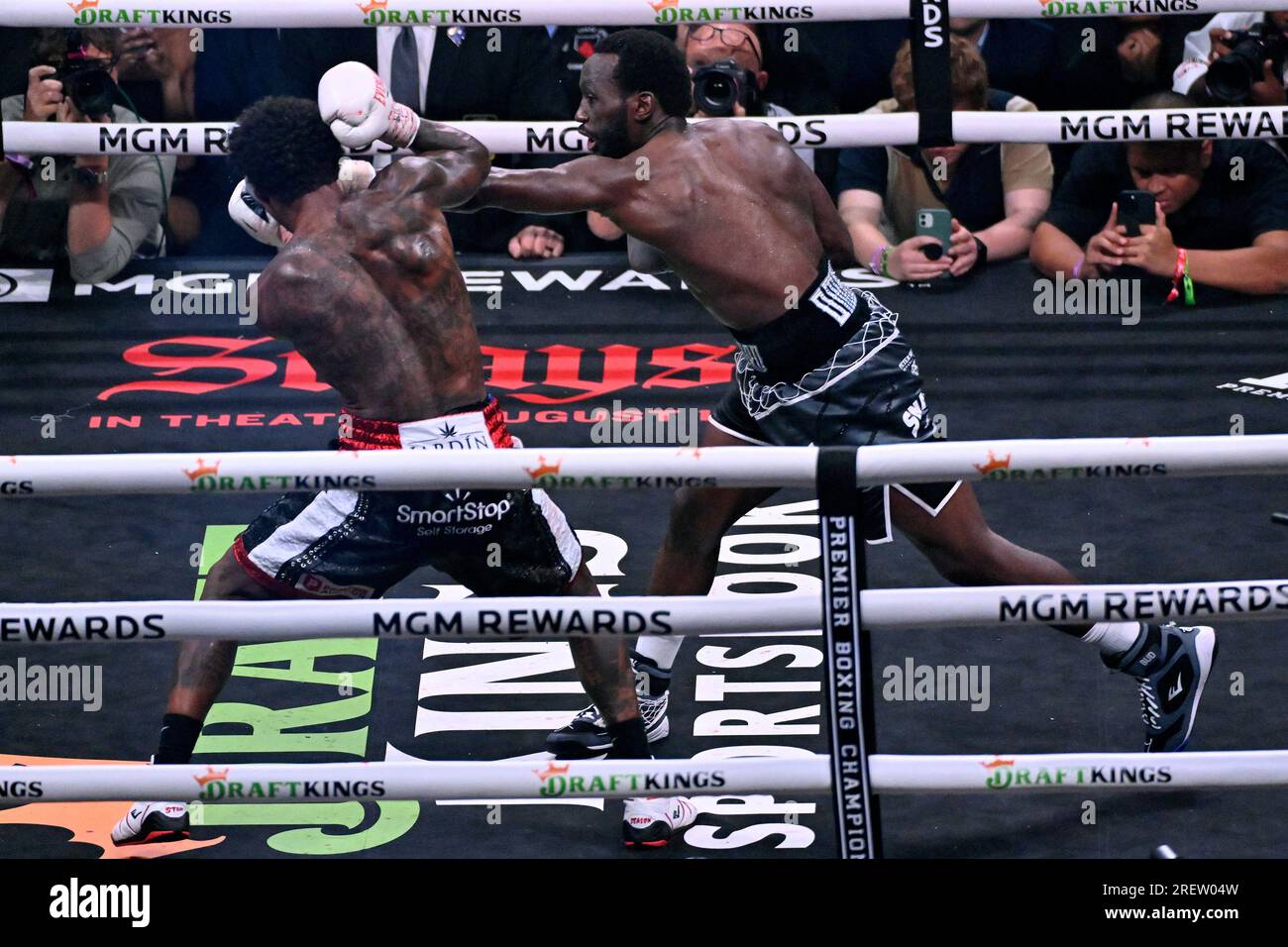 Terence Crawford, right, and Errol Spence Jr. fight during their ...