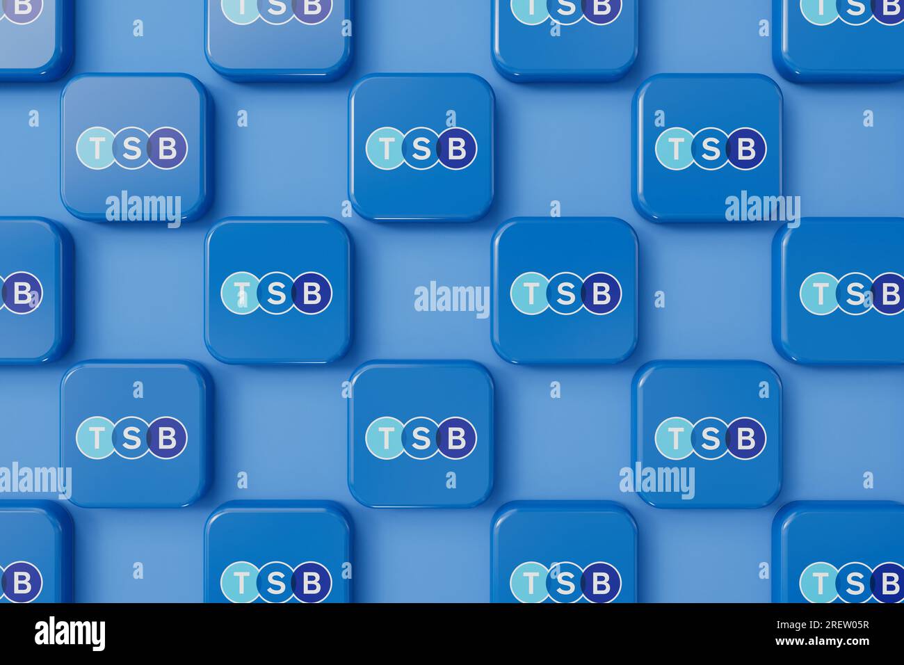 LONDON, UK - July 2023: TSB bank, Trustee savings bank, company logo ...