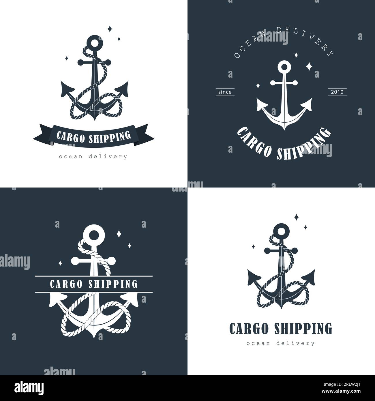 Set of Cargo shipping logos. Ocean delivery. Sea freight transportation ...