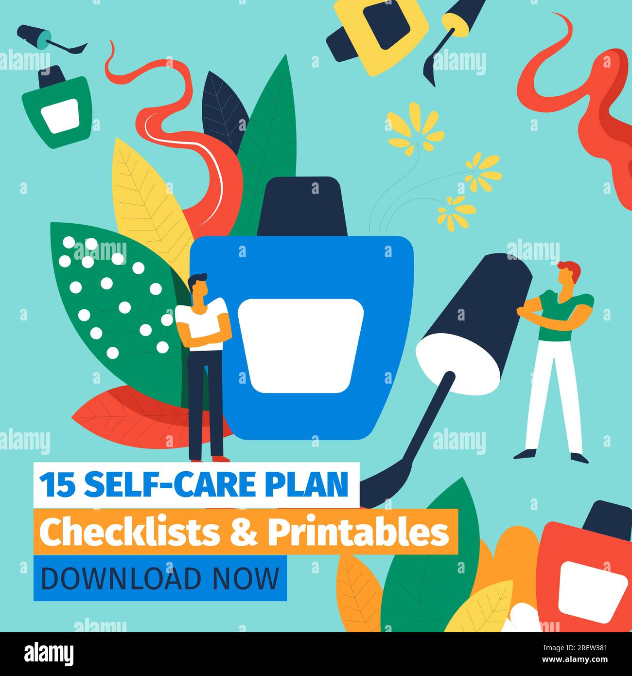 Self care plan, checklist and printables download Stock Vector Image ...