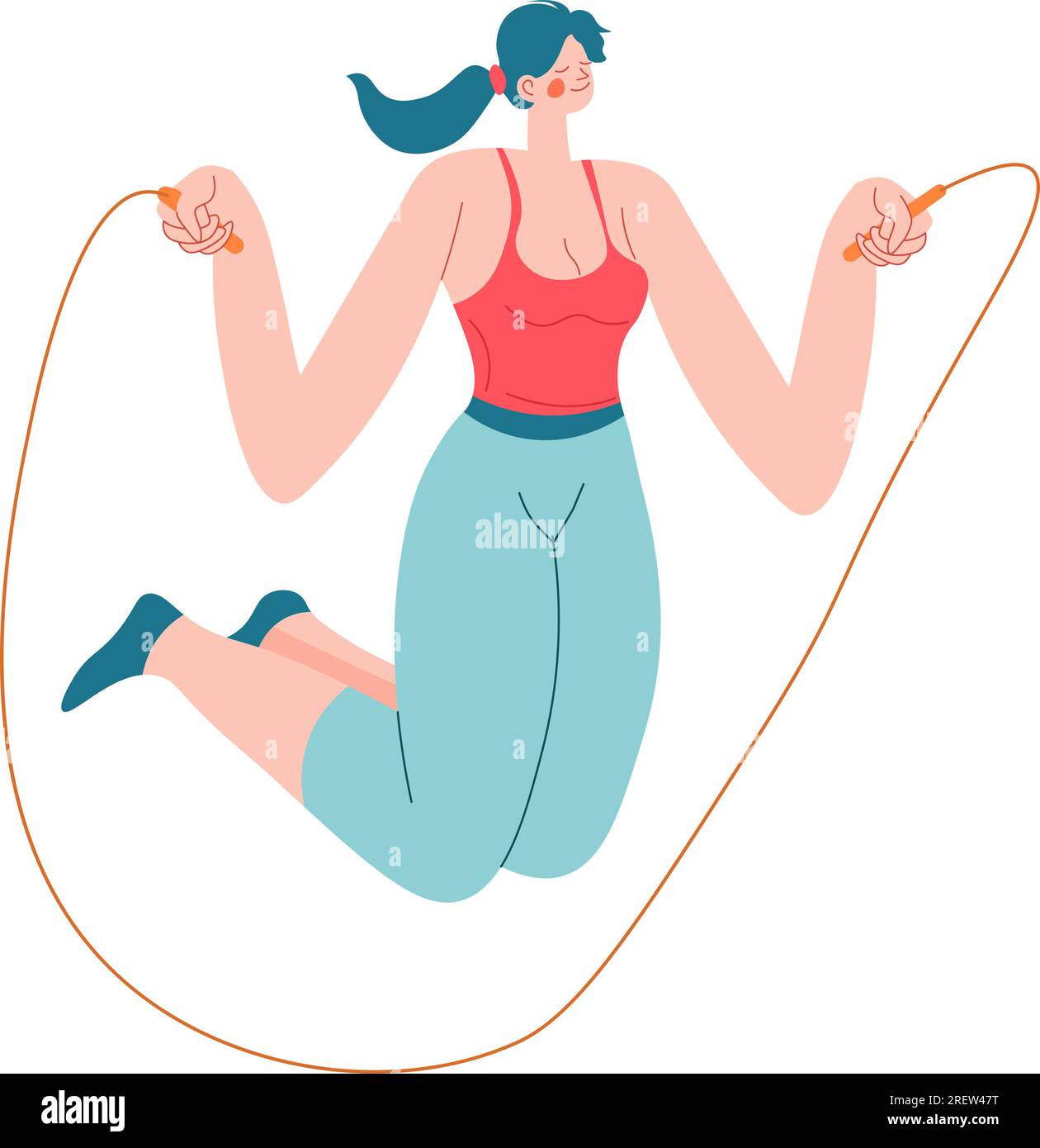 Woman workout with jumping rope, sport training Stock Vector Image ...