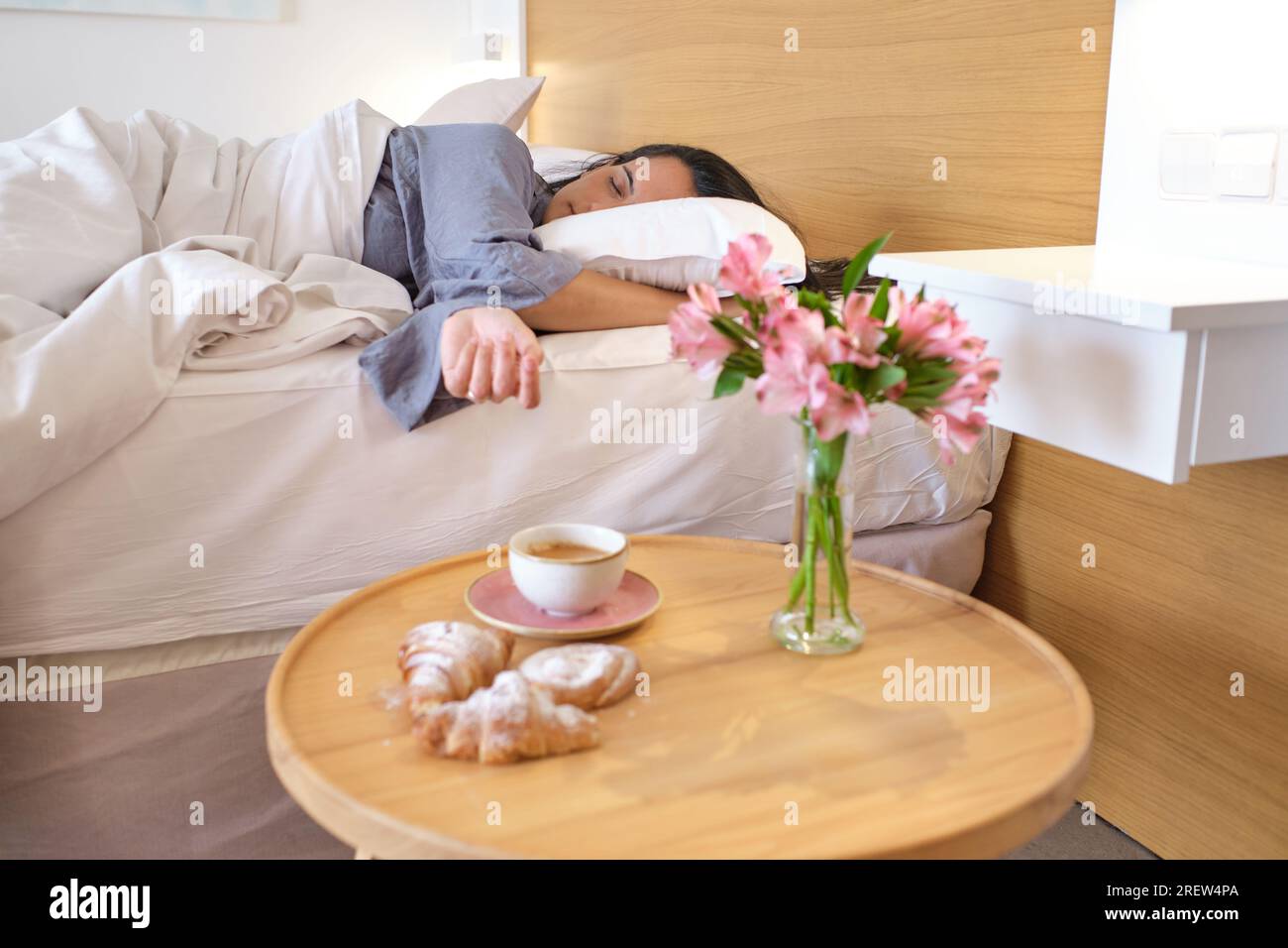 Pajamas table breakfast croissant hi-res stock photography and images ...