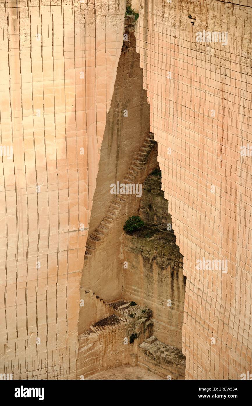 From above of sandstone building with columns and carved details in ...