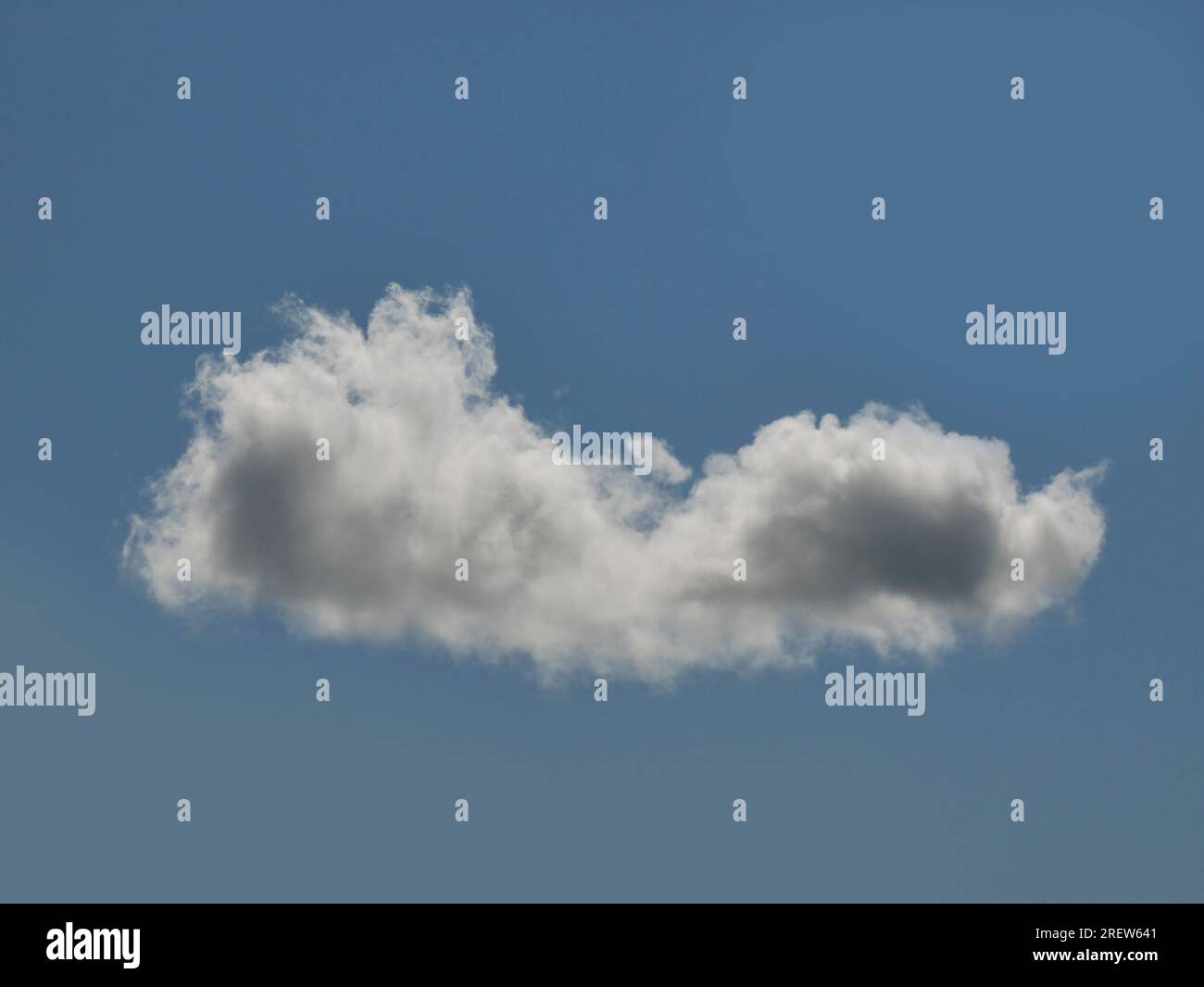 Single white cloud over blue sky background. Fluffy cumulus cloud shape ...