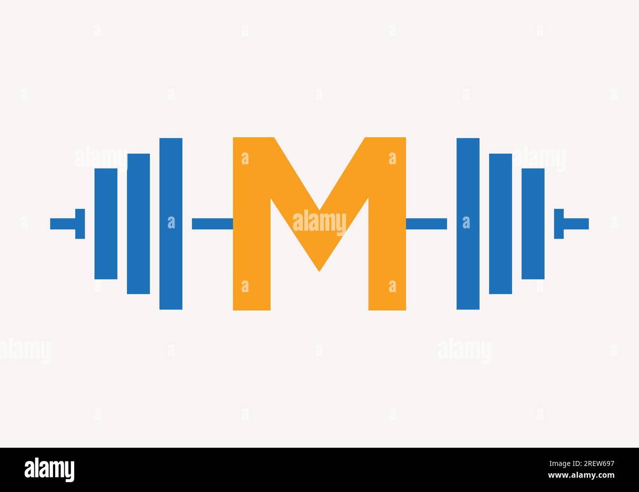 Letter M Fitness Logo Design. Gym And Fitness Club Symbol With Barbell ...