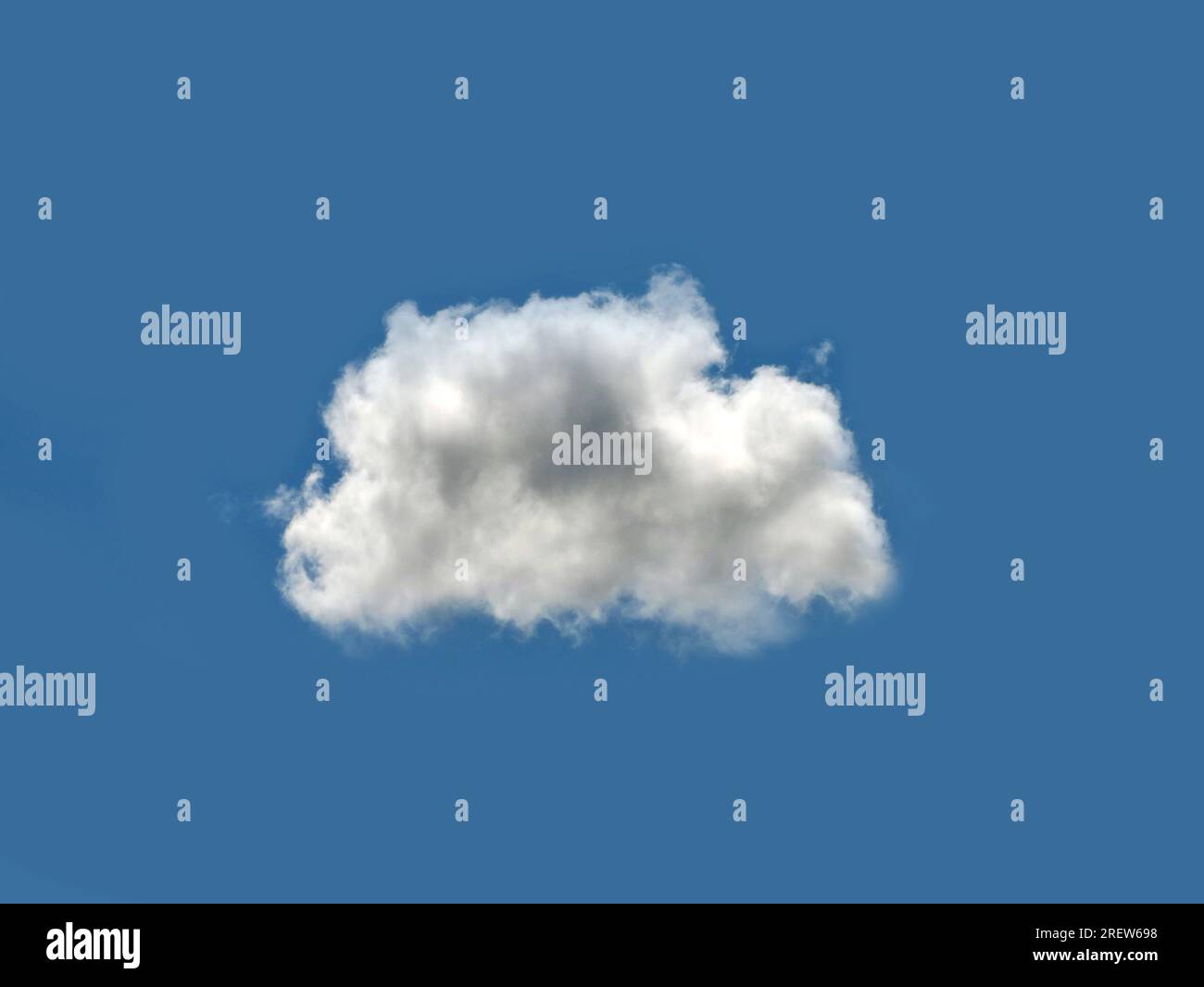 Single white cloud over blue sky background. Fluffy cumulus cloud shape ...