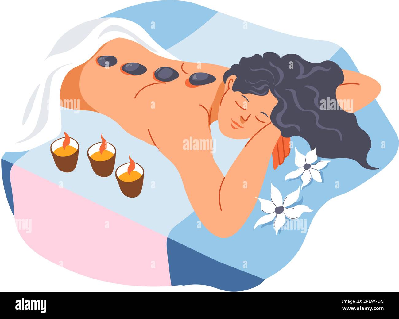 Hot stones massage procedure in spa salon vector Stock Vector Image ...