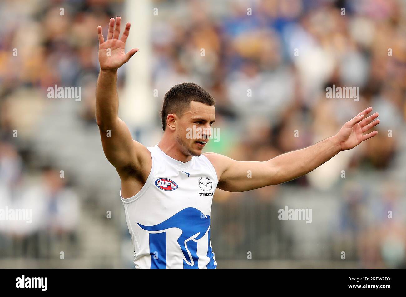Perth, Australia. 30th July, 2023. Luke Davies-Uniacke of the Kangaroos ...
