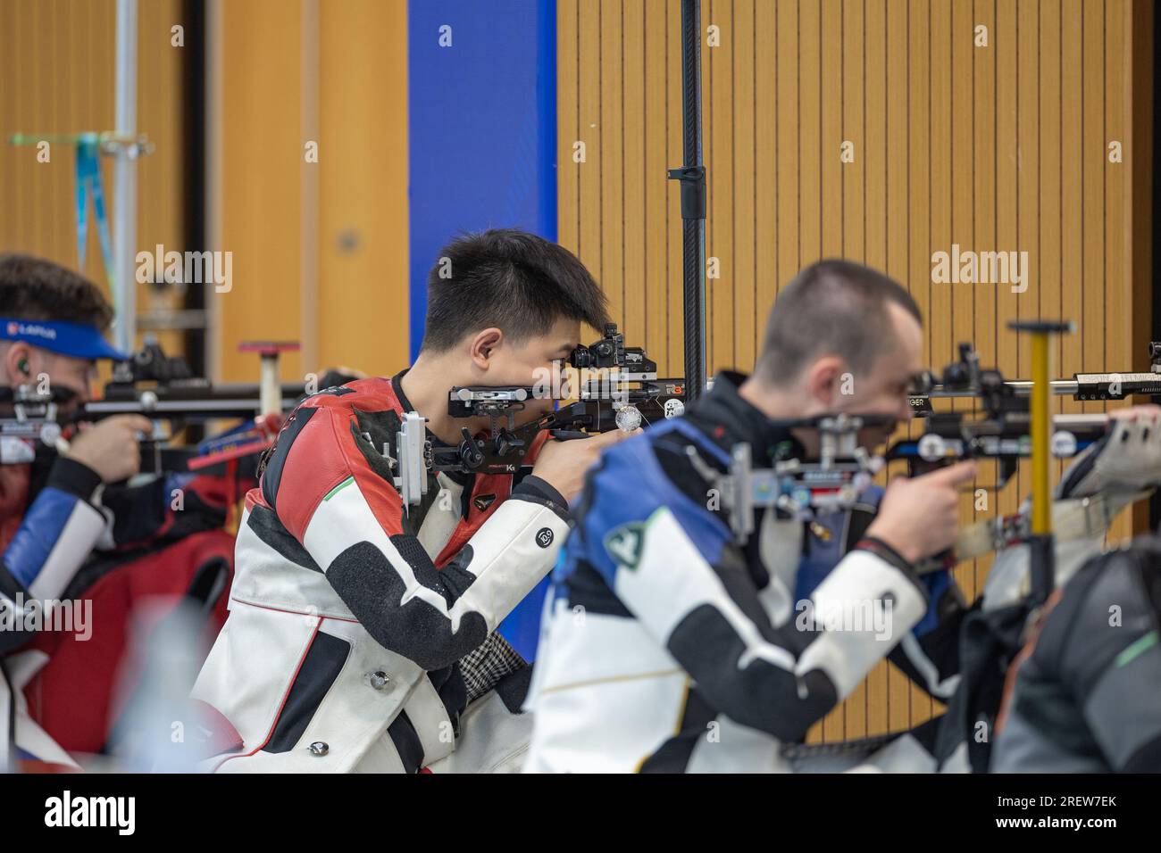 Chengdu, China's Sichuan Province. 30th July, 2023. Wang Yuefeng (C) of ...