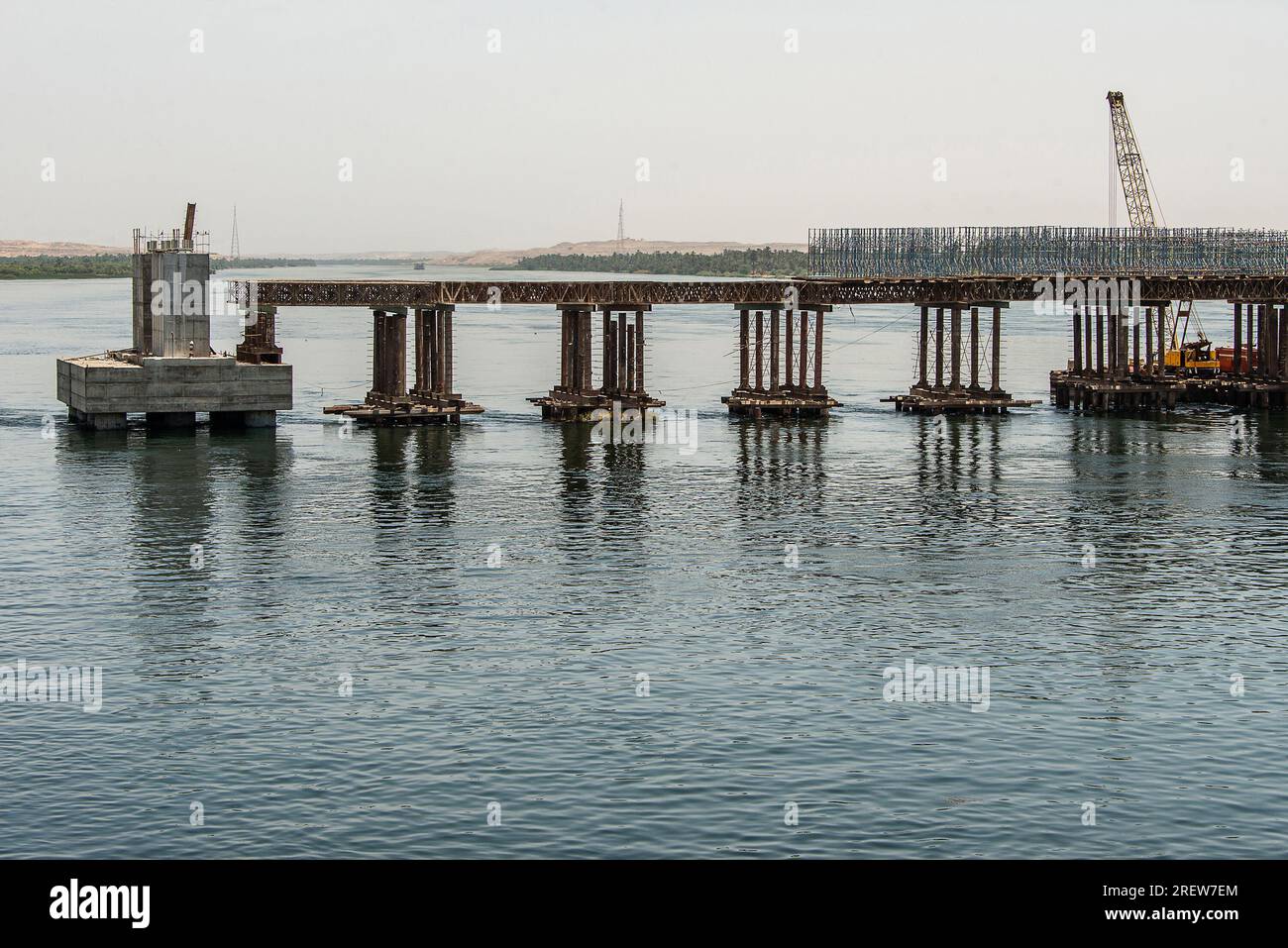 Build of new Nile river Bridge after Luxor in direction Assuan during ...