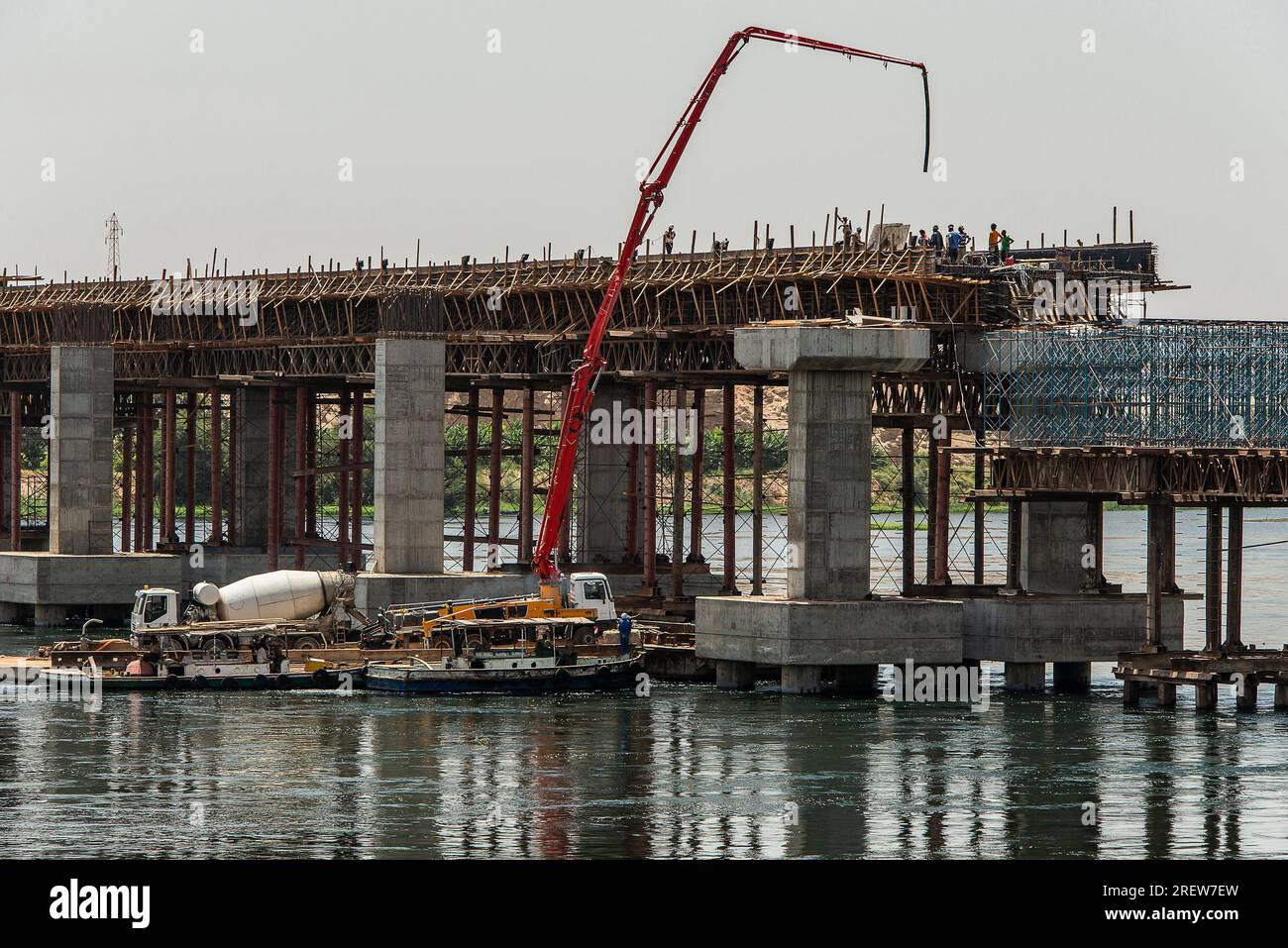 Build of new Nile river Bridge after Luxor in direction Assuan during ...