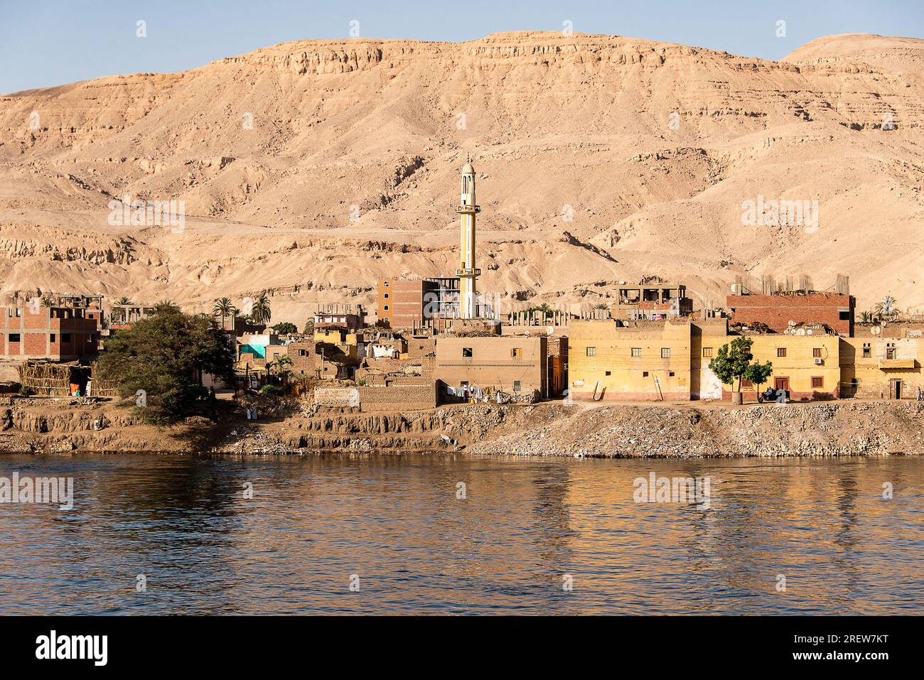 Panoramic view of fertile banks of Nile and everyday life during river ...