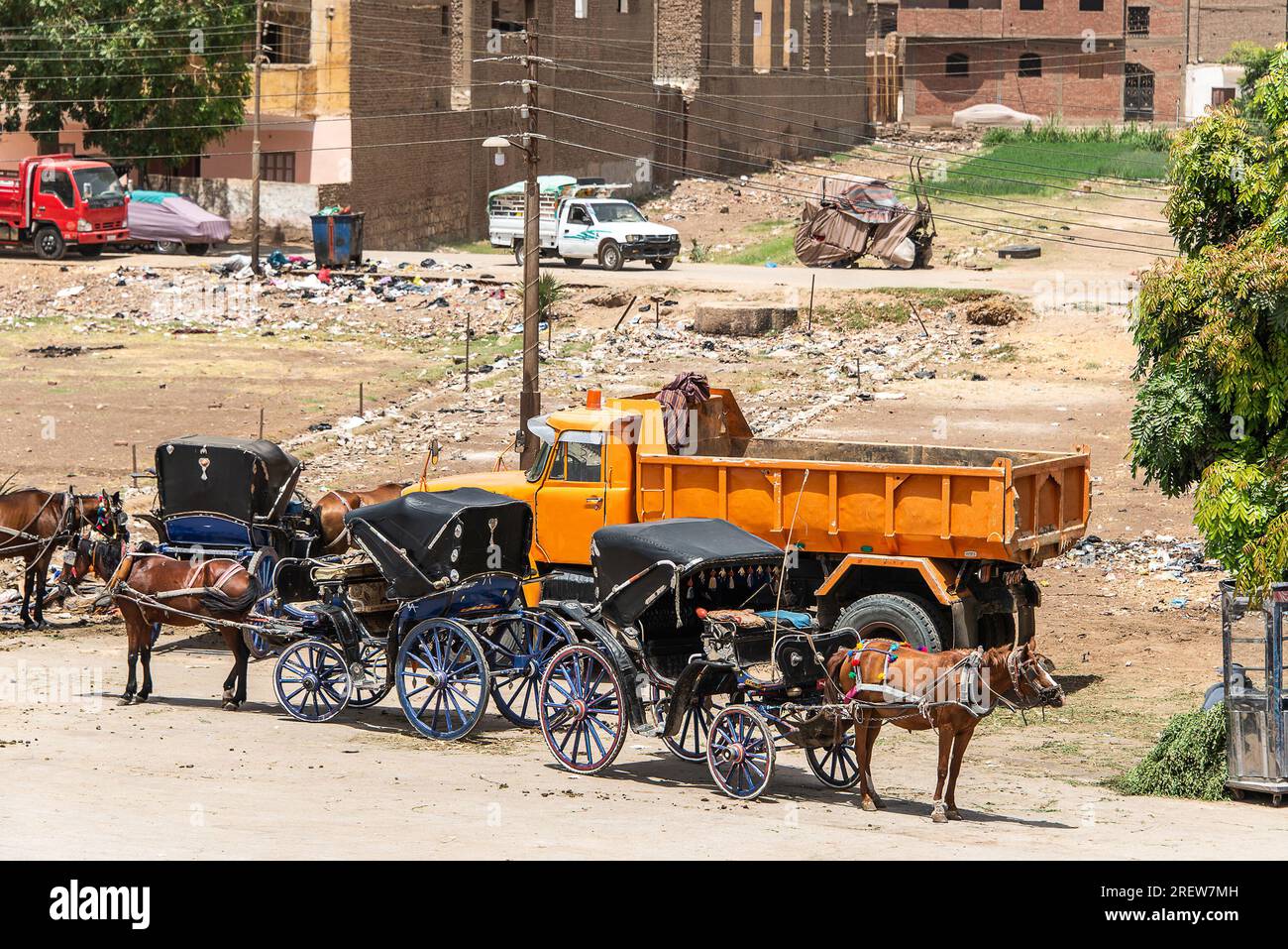 local Horse Carriage for tourists near the dock and the Horus Temple ...