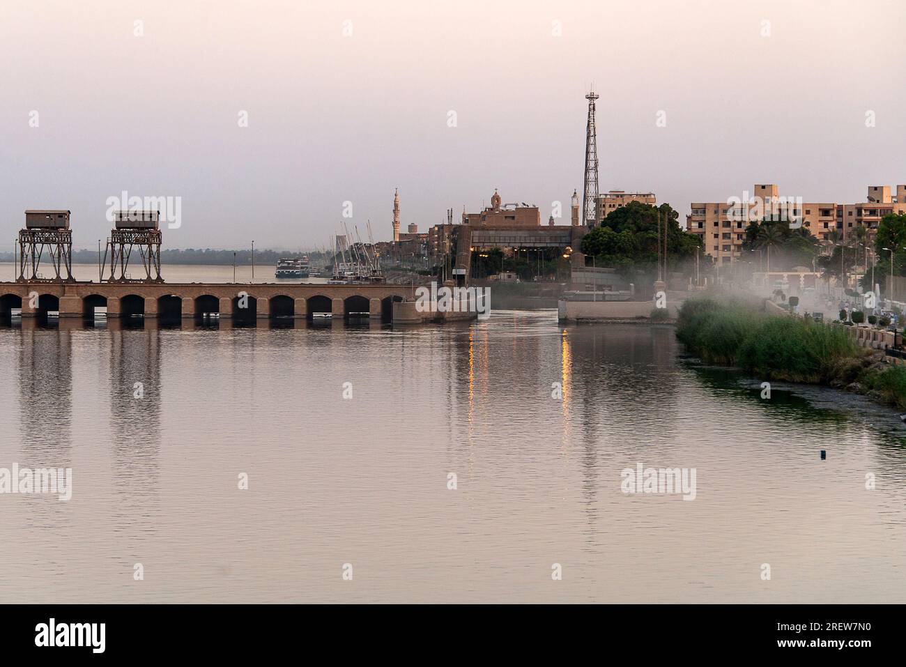 Sluice gate on the Nile river, Egypt. watergate near Esna Stock Photo ...