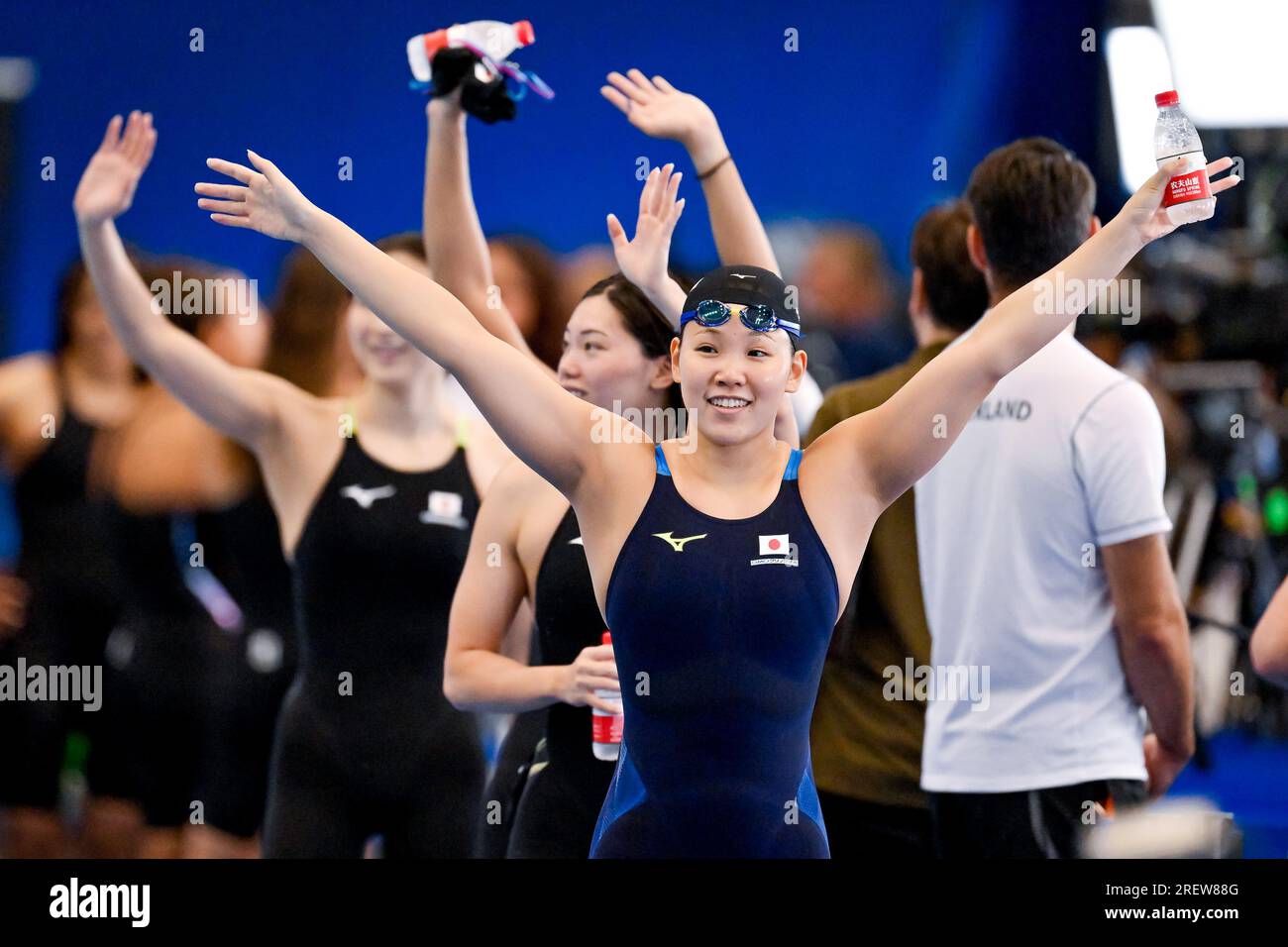Fukuoka, Japan. 30th July, 2023. Athletes of team Japan react after ...
