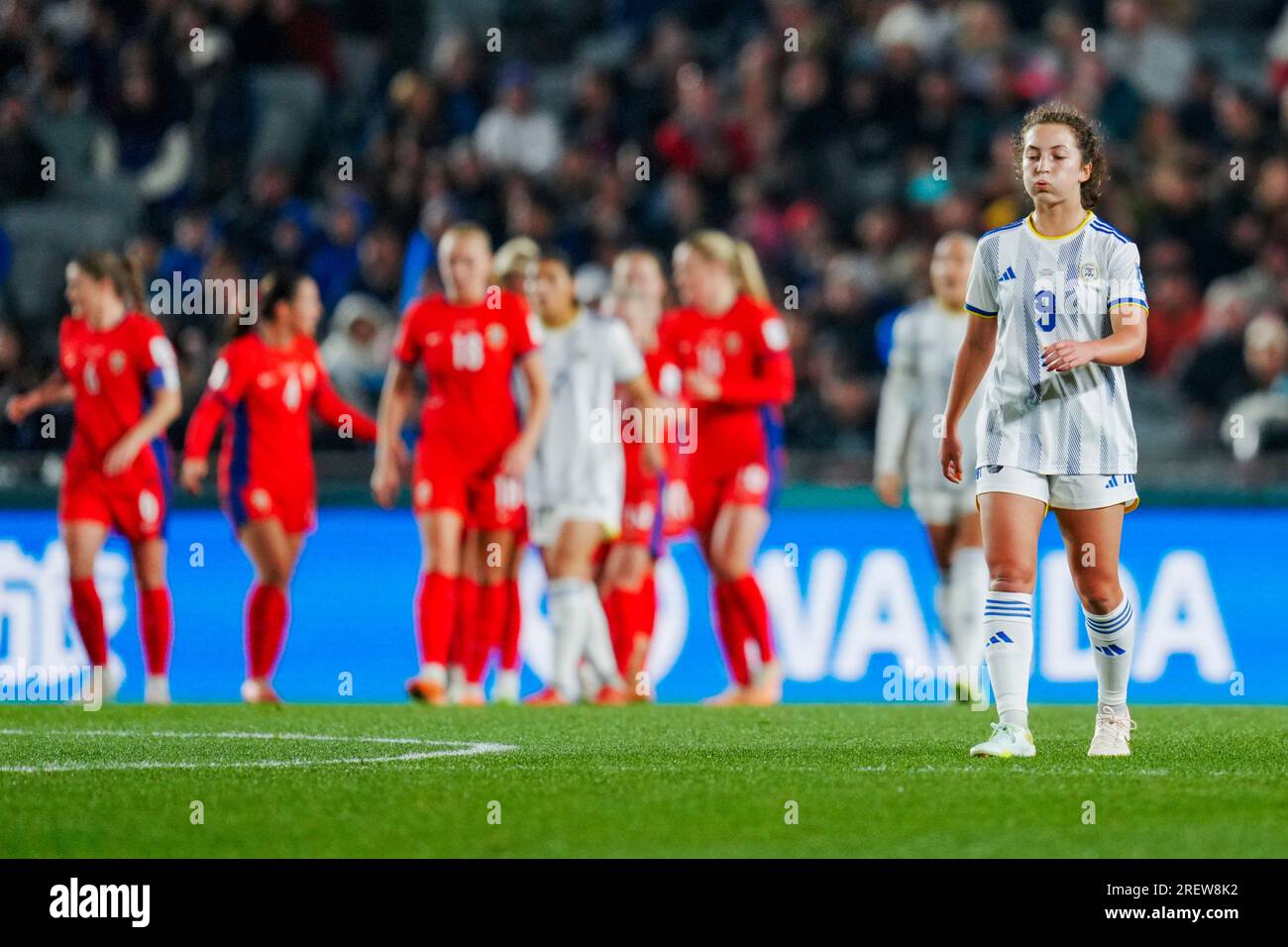 Philippines' Isabella Flanigan walks along the pitch while Norway ...