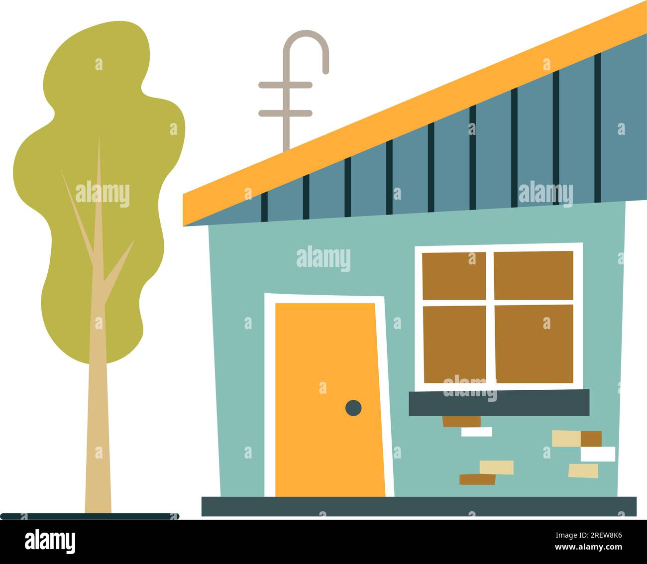 Modern house property, building with tree vector Stock Vector Image ...