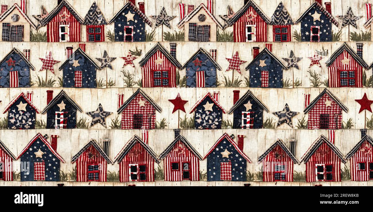 Rustic country christmas cottage with primitive hand sewing fabric ...