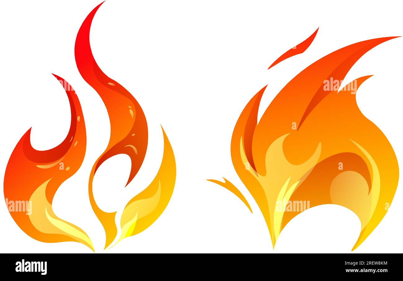 Flame and fire tongues, ignition and blazing icon Stock Vector Image ...