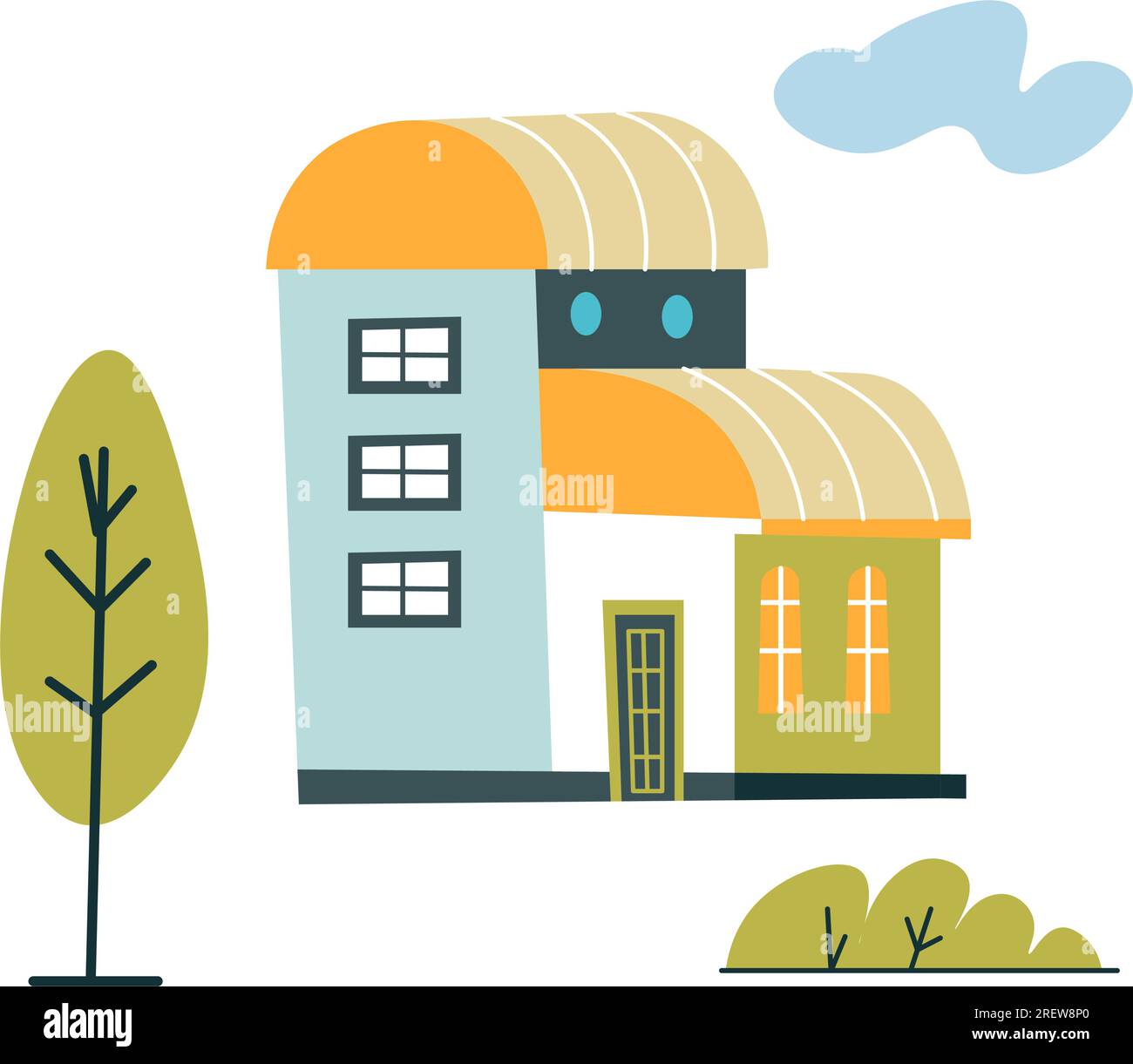 House with apartments and dwellings, tree park Stock Vector Image & Art ...