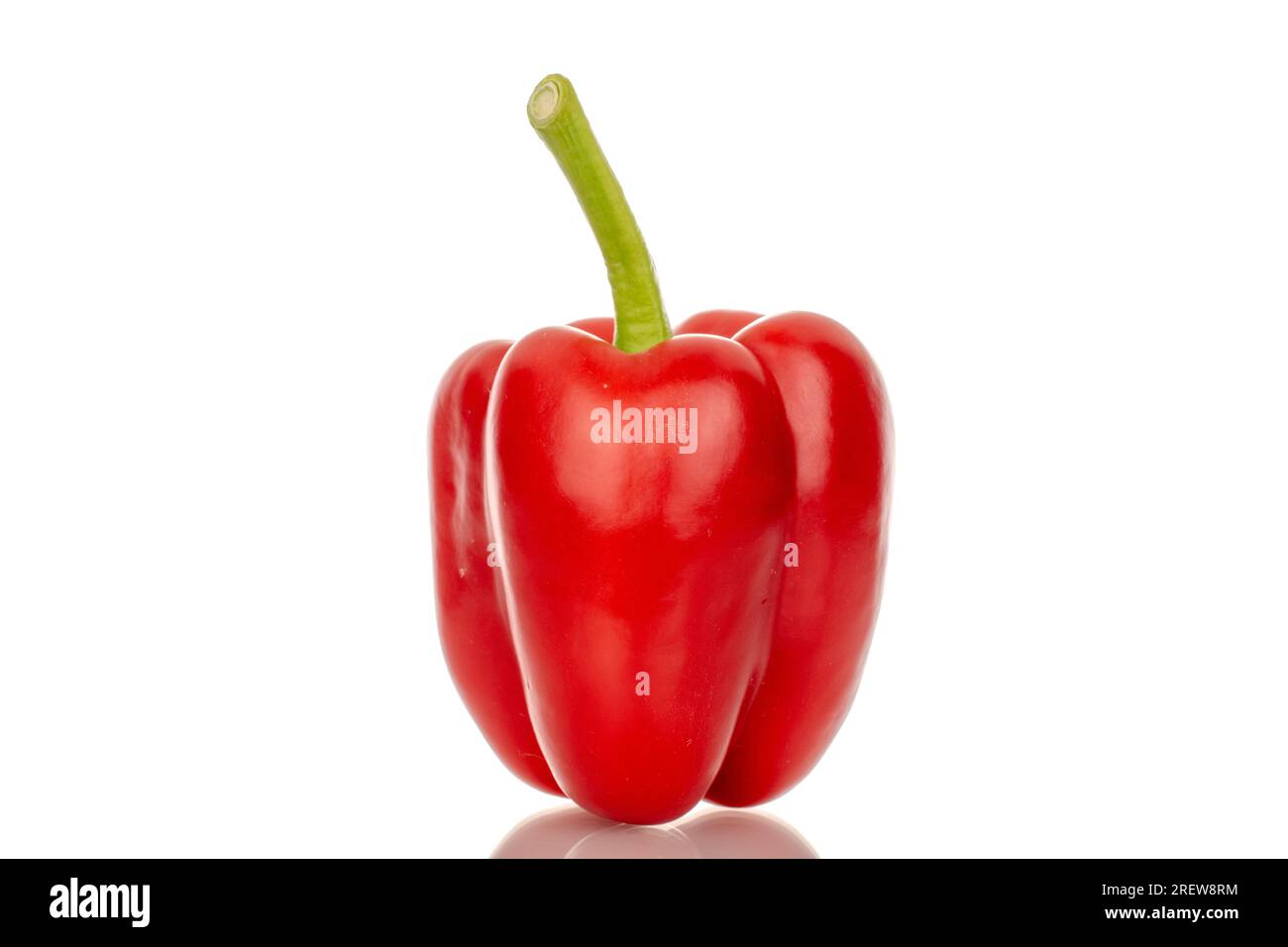 One red bell pepper, macro, isolated on white background Stock Photo ...