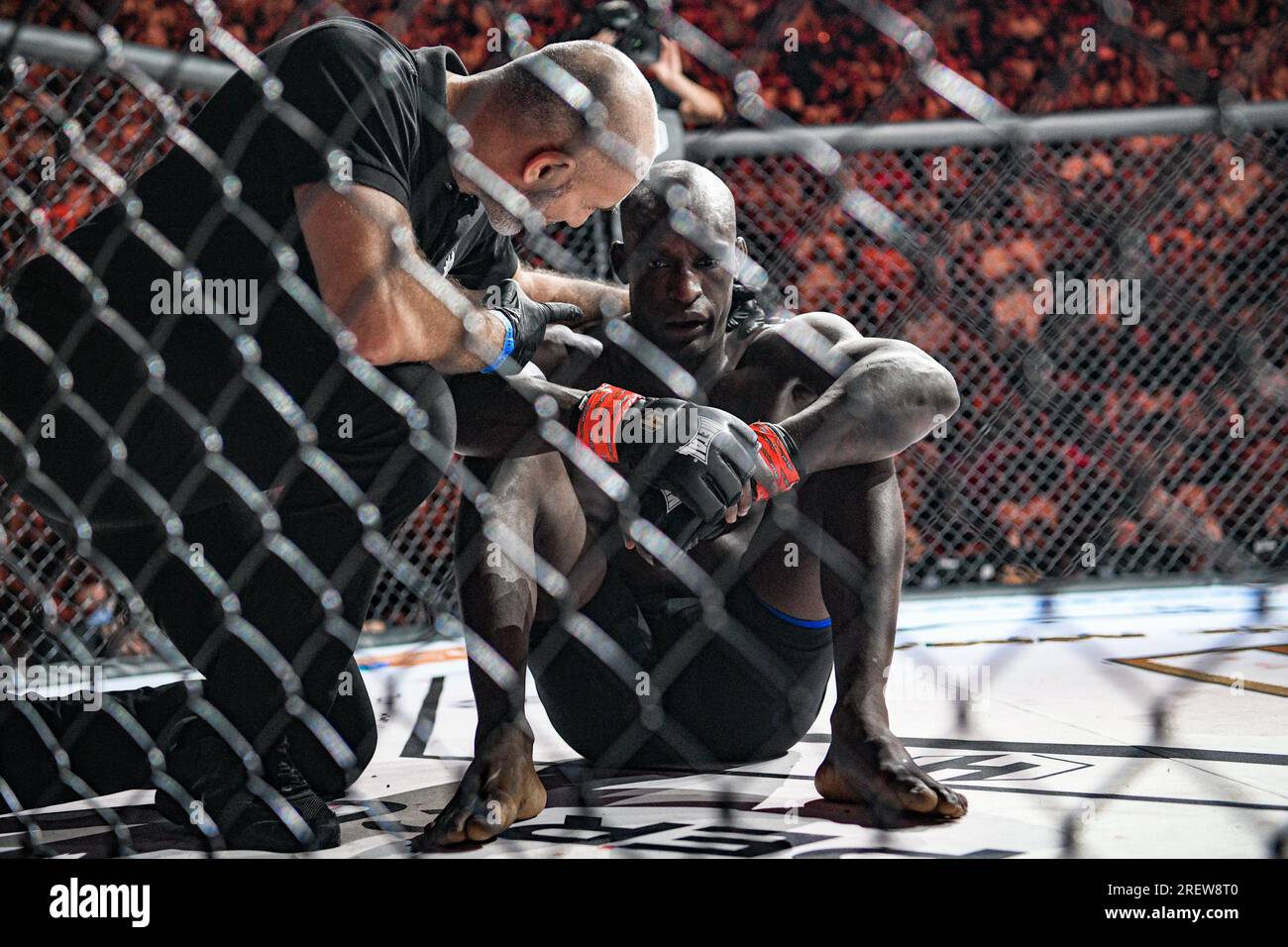 Orange, France. 28th July, 2023. A referee talking to Walter Gahadza ...