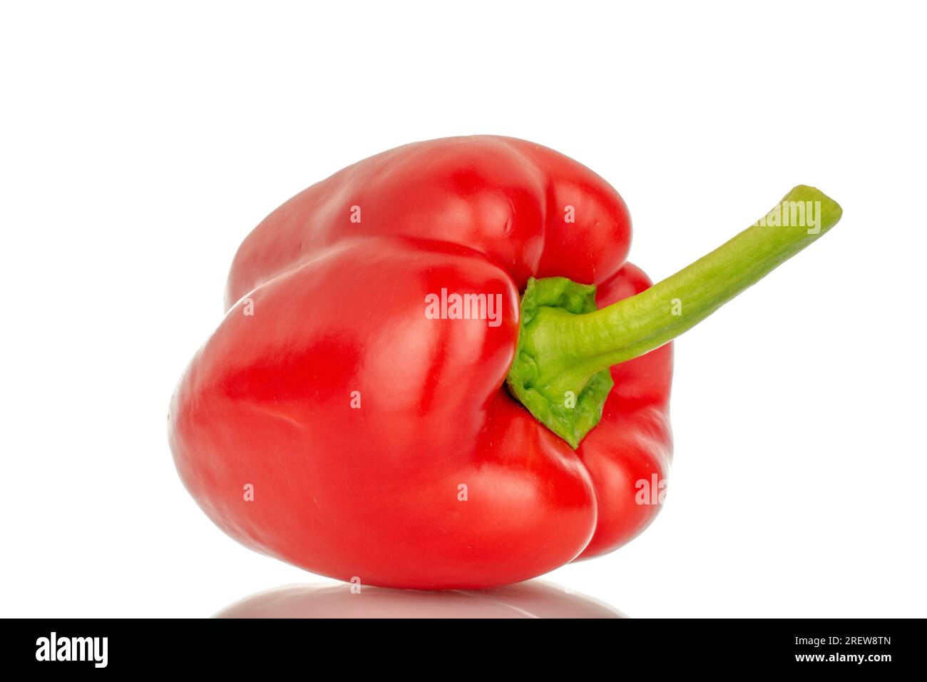 One red bell pepper, macro, isolated on white background Stock Photo ...