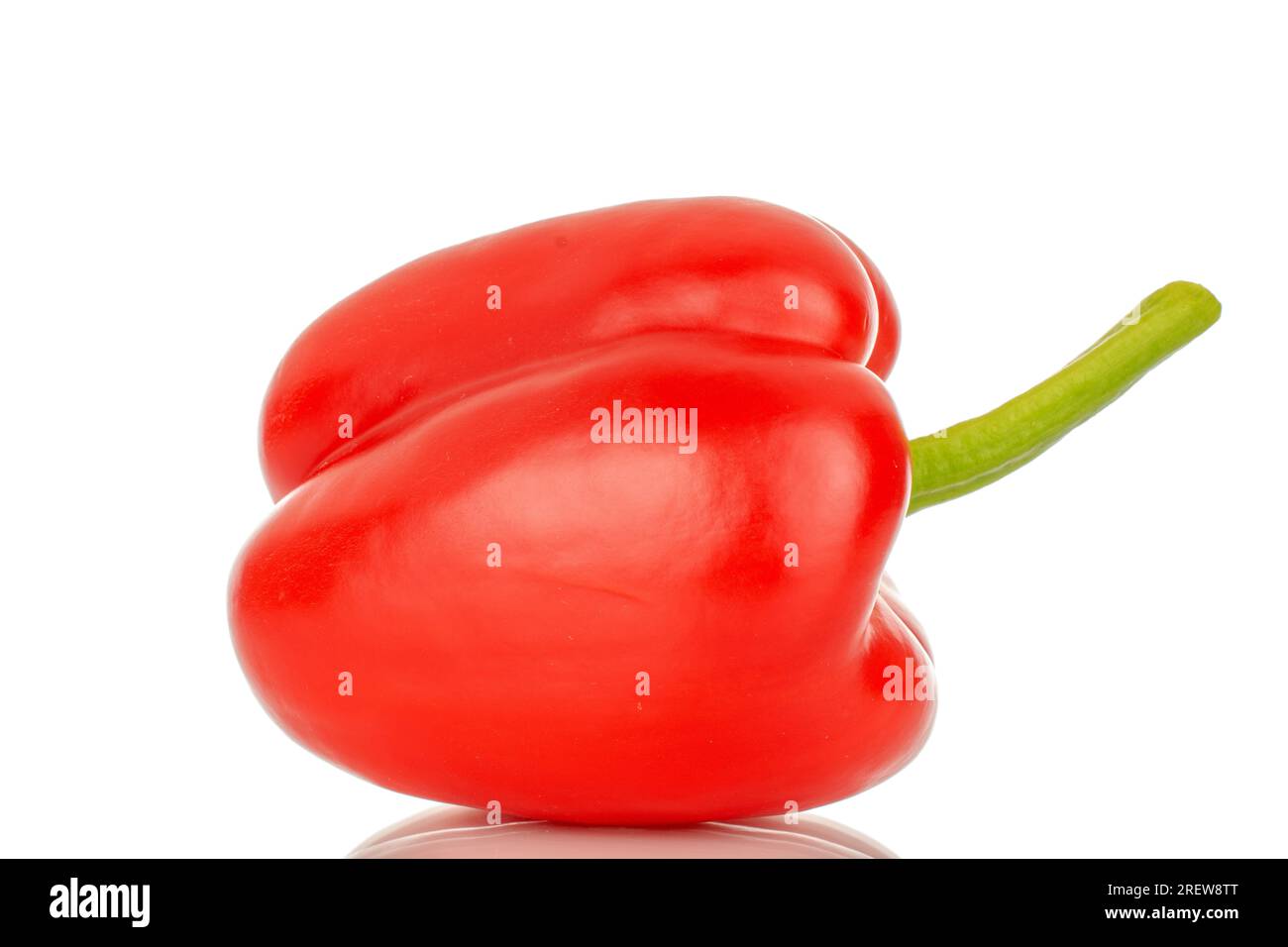 One red bell pepper, macro, isolated on white background Stock Photo ...