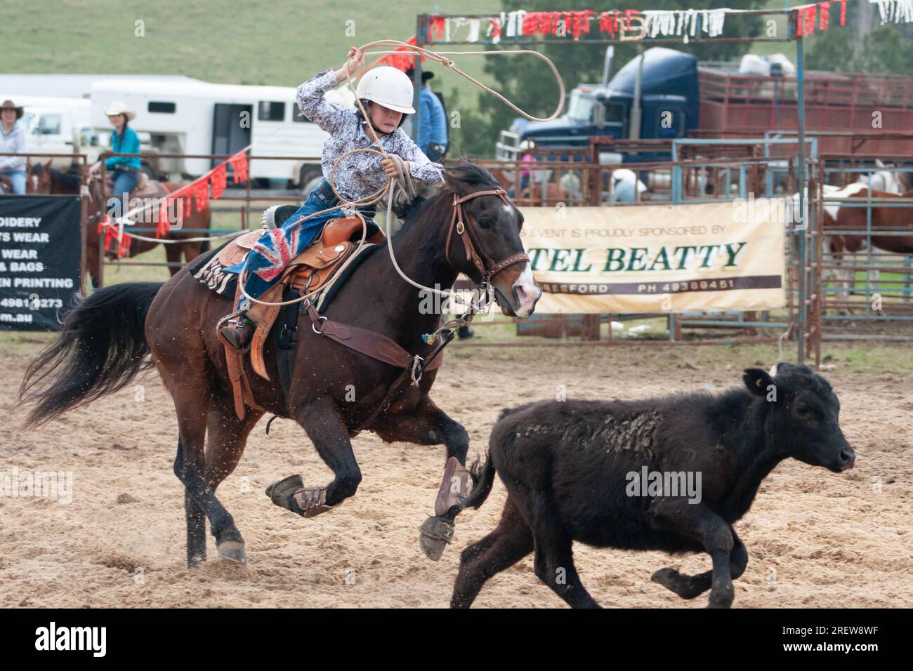 Photos of men, women and kids competing in the gresford rodeo riding ...