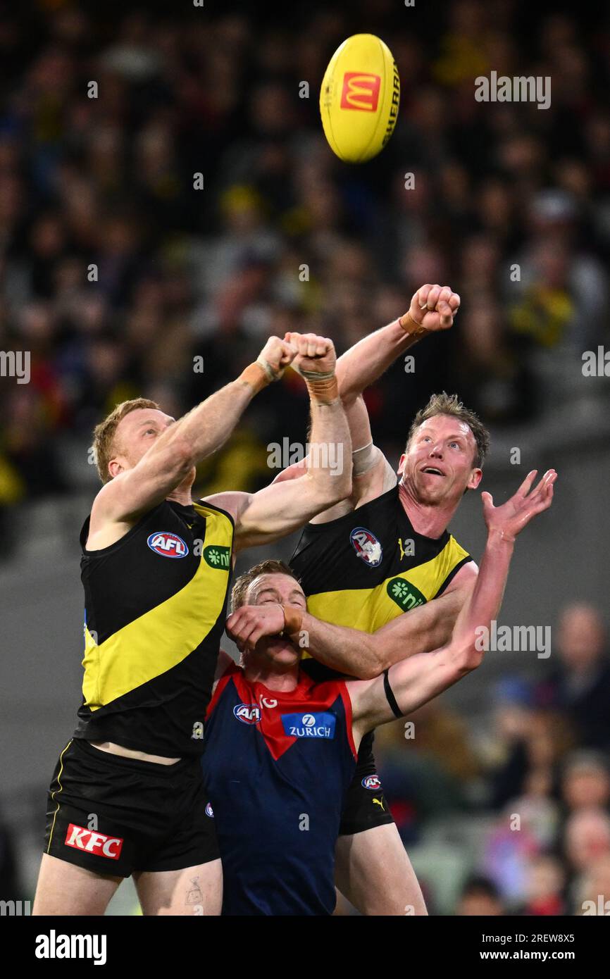 Melbourne, Australia. 30th July, 2023. Nick Vlastuin of Richmond (left ...