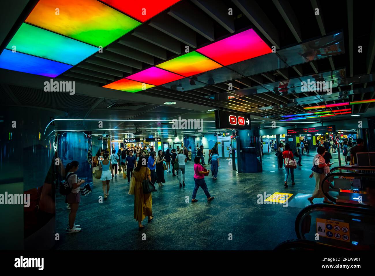 Colorful Lighting at Orchard MRT station, Singapore Stock Photo - Alamy