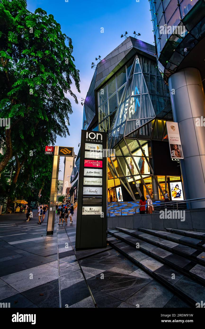 Colorful lighting at Wisma Atria, Orchard Road, Singapore Stock Photo ...