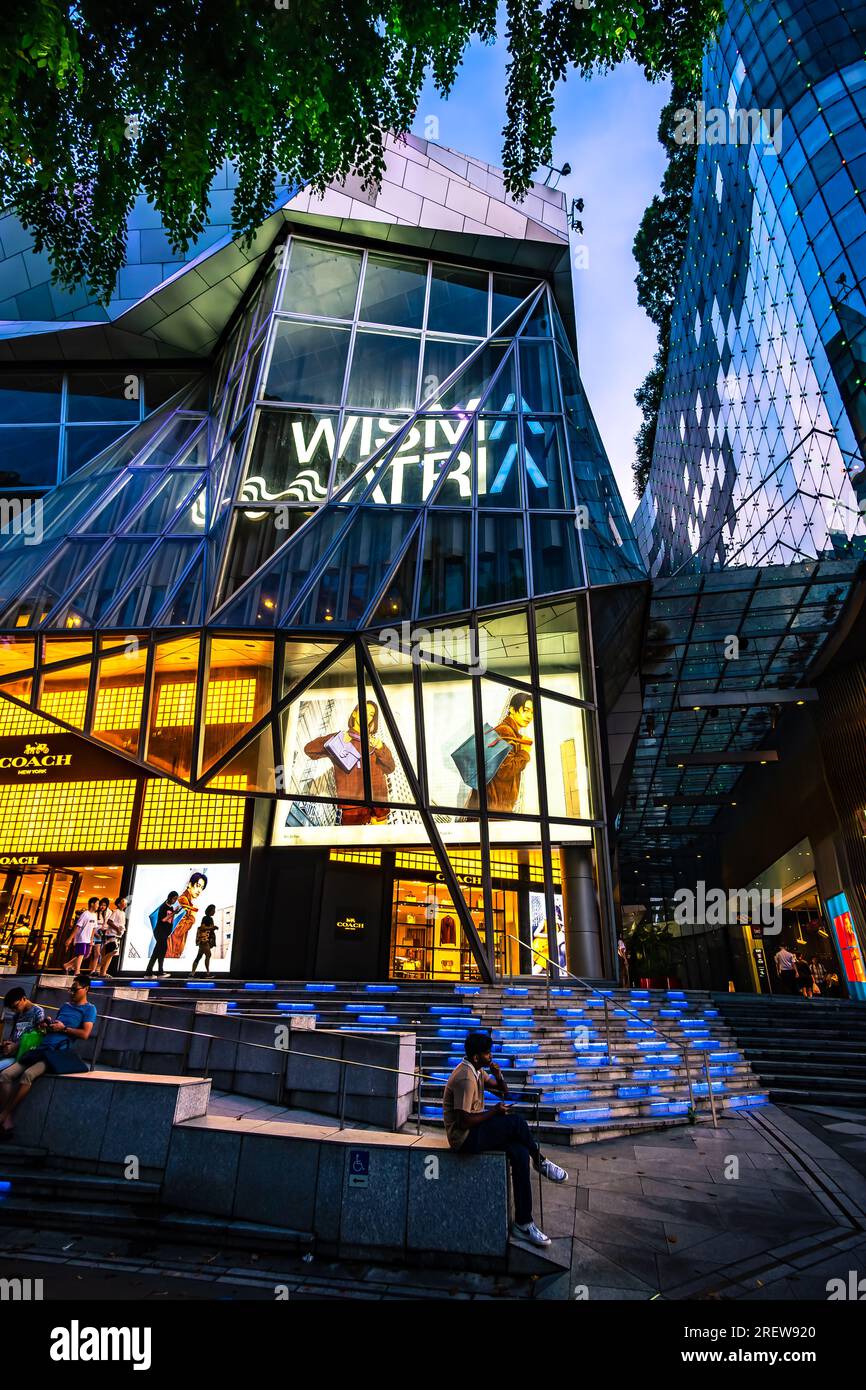 Colorful lighting at Wisma Atria, Orchard Road, Singapore Stock Photo ...