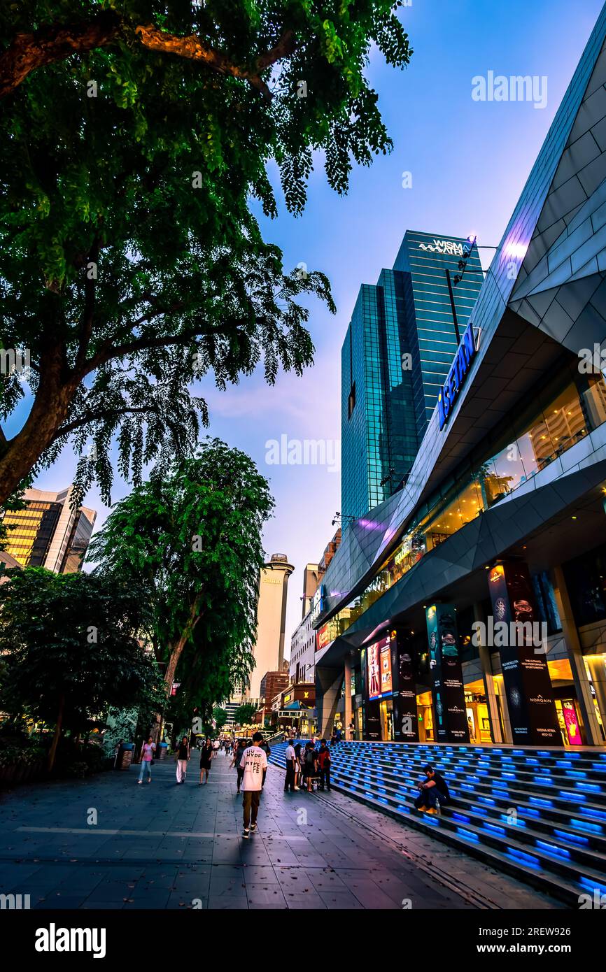 Colorful lighting at Wisma Atria, Orchard Road, Singapore Stock Photo ...