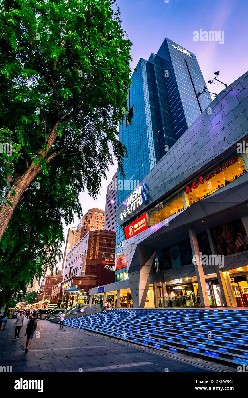 Colorful lighting at Wisma Atria, Orchard Road, Singapore Stock Photo ...